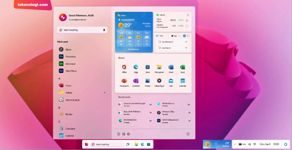 Konsep Desain UI Windows 23 - Teksnologi